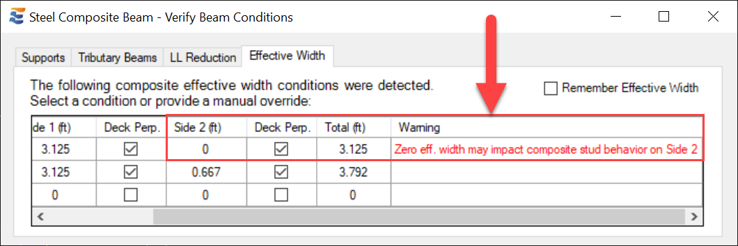 Working With Beam Calculations > Steel Composite Beam Calculations > Effective Width