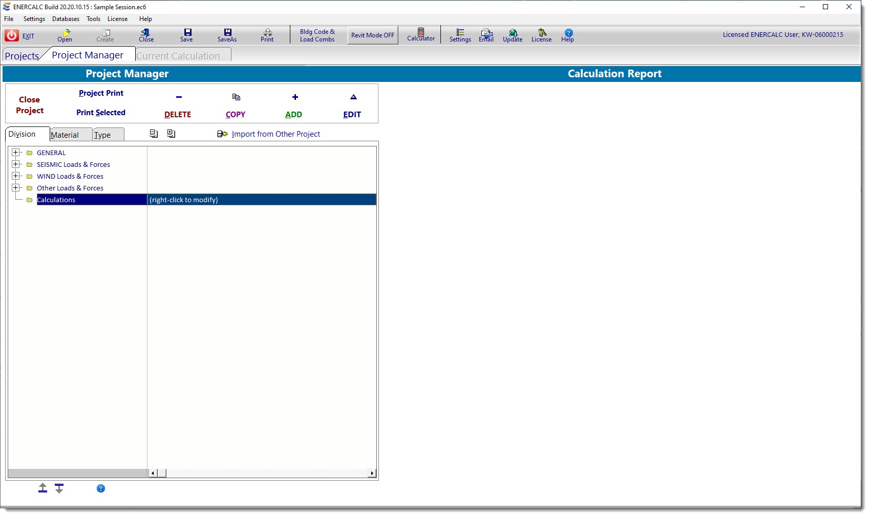 Sample Session > Creating a Project File