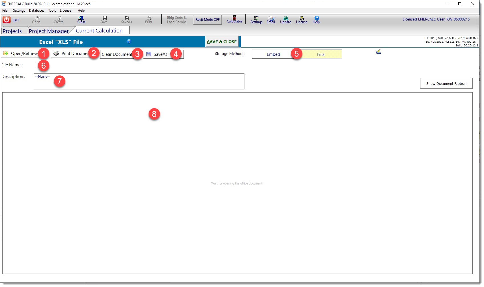 Calculation Modules External Items EXCEL Spreadsheet