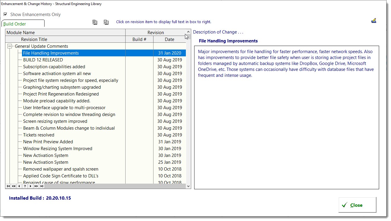 Support & Maintenance > Viewing Enhancements and Changes to the Software