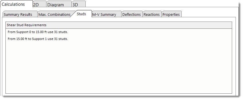 Calculation Modules > Beams > Composite Steel Beam