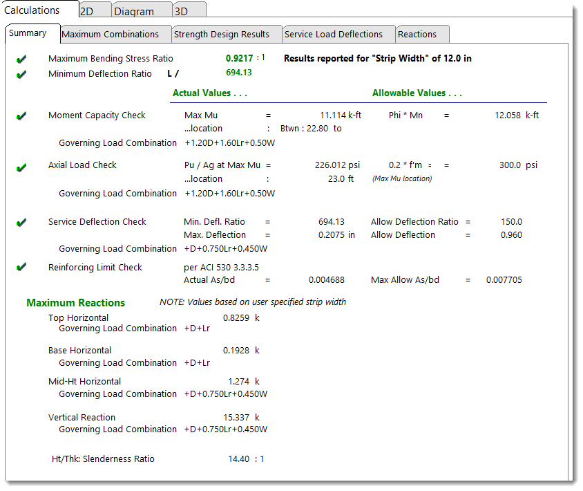 Calculation Modules > Slender Walls > Masonry Slender Wall