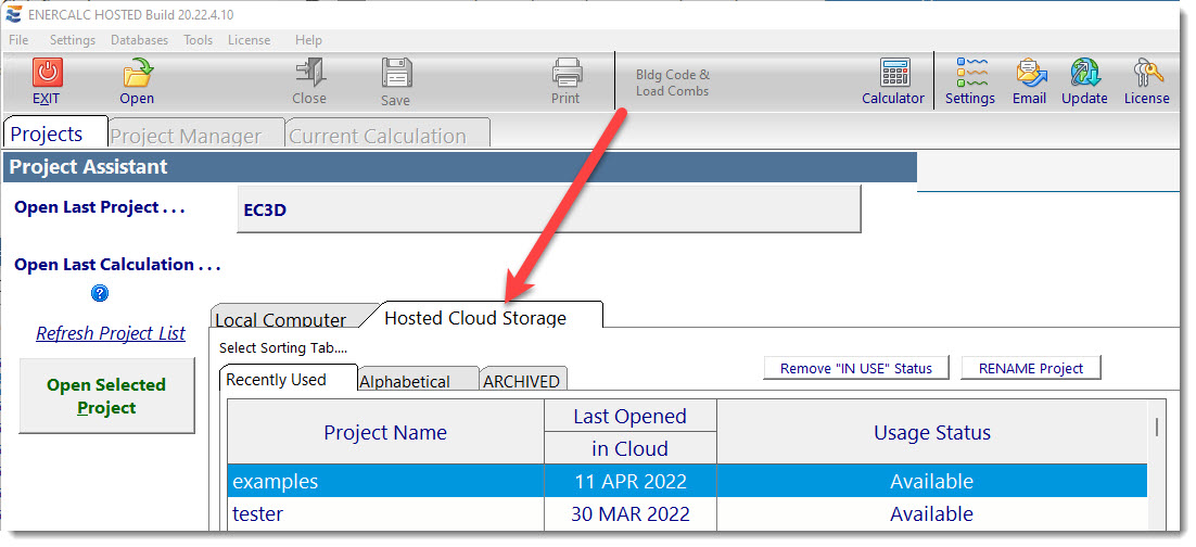 Structural Engineering Library > Cloud Application > Accessing Cloud-stored Projects with the ...